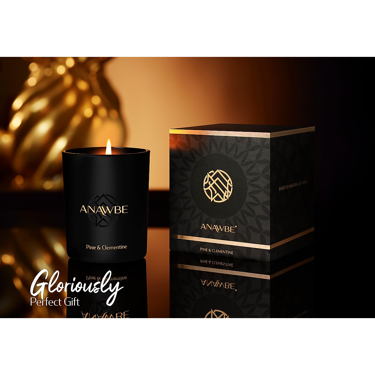 ANAWBE Pine & Clementine Scented Candle, Scented Candles for Men, Soy Candles, Invigorating Pine Candle for Home, Masculine Black Candles, 45-Hour Long-Burning, A Premium Aromatherapy Candle