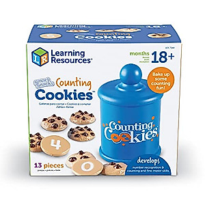 Learning Resources Smart Counting Cookies - 13 Pieces, Ages 18+ Months Toddler Counting & Sorting Skills, Toddler Math Learning Toys, Play Food for Toddlers, Chocolate Chip Cookies