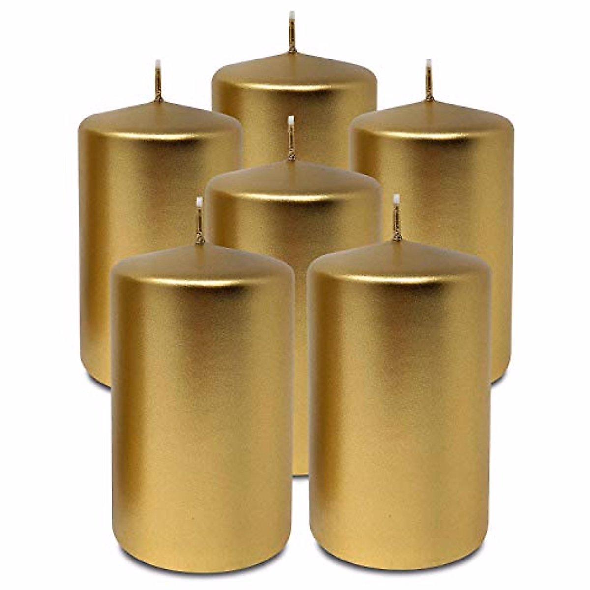 Hyoola Metallic Pillar Candles - 6 Pack - Gold Pillar Candles - European Made Decorative Pillar Candles - 2.4 Inch x 4 Inch