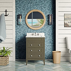Eleanor 24-inch Bathroom Vanity (Carrara/Weathered Gray): Includes Weathered Gray Cabinet with Authentic Italian Carrara Marble Countertop and White Ceramic Sink