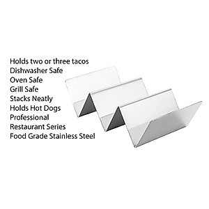 6 Pack Restaurant Taco Holders - Taco Holders -With Free Recipe Ideas - Taco Stand - Taco Rack - Stainless Steel Taco Holder (6 Pack with handles)