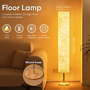 LONRISWAY Soft Light Floor Lamp, 52" Simple Design Morden Slim Warm Light 3000K LED Tyvek Fabric Shade with 2 LED Bulbs Standing Lamp for Living Room Bedroom Game Room