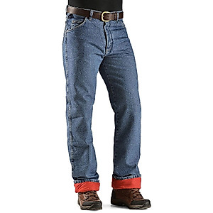 Wrangler mens Rugged Wear Woodland Thermal jeans, Stonewashed Denim, 36W x 32L US