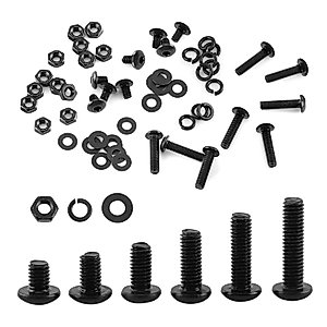 300Pcs M3 Hex Socket Screws Bolts Nuts Washers Set, M3 Button Head, Black Alloy Steel Full Thread Button Flat Head Screws Set Assortment(B-Button Head)