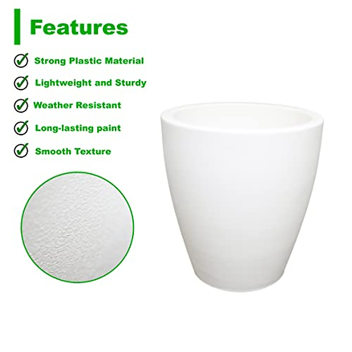 Elly Décor 12 inch Garden Planter Pot with Drainage, Large Round Modern, Lightweight & Extremely Durable | for Patio Deck Indoor Outdoor Flower | 12" x 12" White