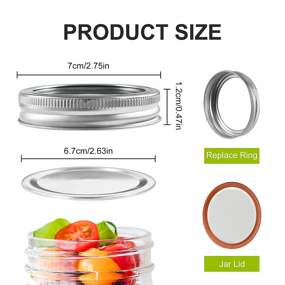 Mason Jar Lids Regular Mouth, aluminum lids for mason jar regular mouth split-type lids leak proof and secure canning jar caps(24PCS)