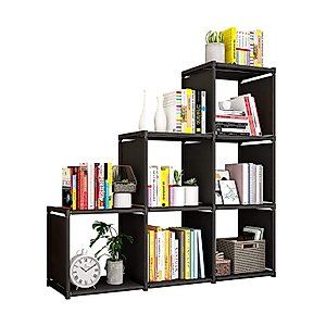 SUOERNUO Bookcase Storage Bookshelves Floor Standing Shelves Decor Furniture for Home Office Living Room Bed Black (35.8L X 11.8W X 37.4H)