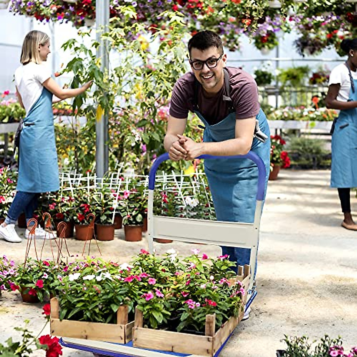 Upgraded Lifetime Appliance Large Foldable Push Cart Dolly | 330 lbs. Capacity Moving Platform Hand Truck | Heavy Duty Space Saving Collapsible | Swivel Push Handle Flat Bed Wagon