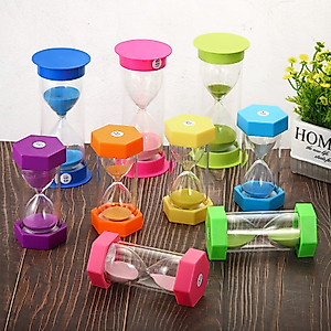 PATIKIL 10 Minute Sand Timer, Hexagon Small Sandy Clock with Plastic Cover, Count Down Sand Glass for Games, Kitchen, Party Favors DIY Decoration, Purple