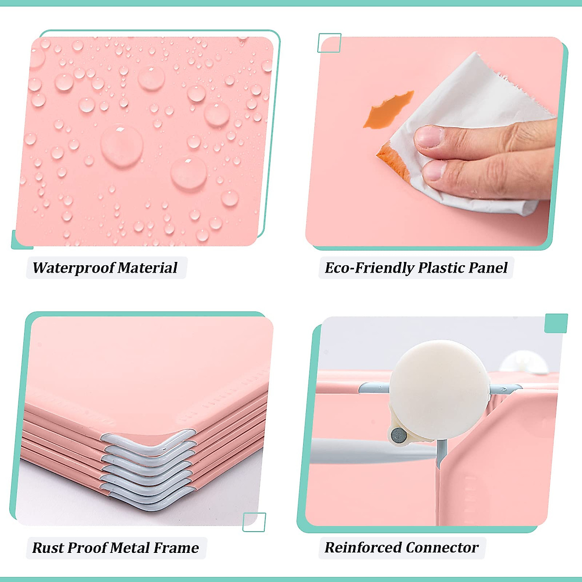 BRIAN & DANY Portable Wardrobe Closet for Hanging Clothes, Bedroom Armoire with Doors, Modular Cabinet for Space Saving, Ideal Storage Organizer Cube for Books, Toys, Towels (8-Cube), Pink