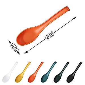 Kyraton Soup Spoons 24 Pieces, Reusable Plastic Table Spoon, Sturdy and Durable Asian Dinner Spoon Made of Food Grade PP, BPA Free, Easy Clean, Dishwasher Safe