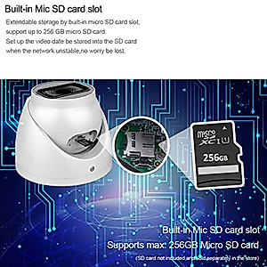 Starlight 4MP IP Camera PoE 2.8mm, Outdoor Turret Security Camera with Built-in Mic, Human/Vehicle Detection,IR 164fts Night Vision, IP67 Weatherproof, CCTV Surveillance System,SD Card Slot（256GB）
