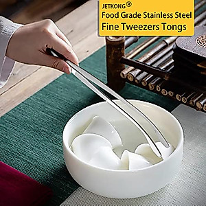 JETKONG 12-Inch Kitchen Tweezer Tongs Stainless Steel Cooking Tweezers Curved Tips Tweezers for Cooking, Grilling and Repairing