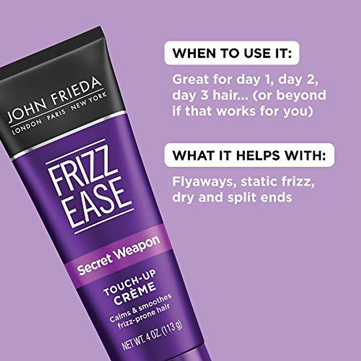John Frieda, Frizz Ease TouchUp Crème AntiFrizz Finishing Cream Helps to Calm and Smooth Frizzprone Hair 4 6pack, SECRET WEAPON, 24 Ounce, (Pack of 6)