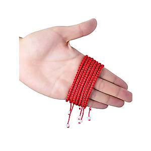 Gejoy 12 Pieces Handmade Kabbalah Red String Bracelet Adjustable Luck Bracelet with 2 Pieces White Bead for Success