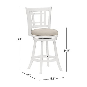 Hillsdale Fairfox Swivel Rectangular Lattice Back, Counter Stool, White