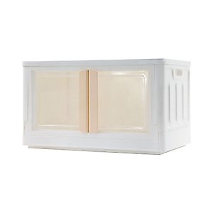 Storage Cabinet Plastic-76Qt/19Gal Baby Clothes Organization and Storage White Stackable Toy Storage with Lids, Collapsible Storage Box with Wheels Plastic Containers Storage Bins
