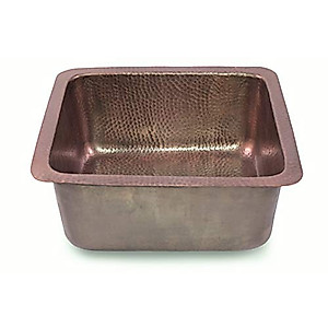 Monarch Abode 17090 Pure Copper Hand Hammered Highball Single Bowl Kitchen Sink (17 inches)