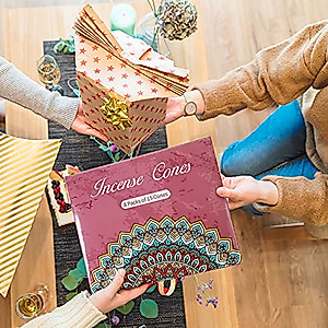 Incense Cones, Assorted Scented Incense Cones with Holder, Incense Gift Set for Mothers Day, Rose, Sage, Lavender, Violet, Cinnamon, Eucalyptus, Sandalwood, Rain Forest, 120 Cones Total