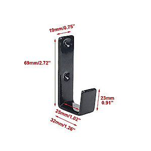 Risbay 4Pcs 25mm Black Iron Bed Ladder Hooks Bed Hooks Utility Hooks with Plastic-Coated