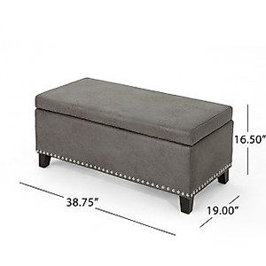 Christopher Knight Home Carl Traditional Microfiber Storage Ottoman, Slate,