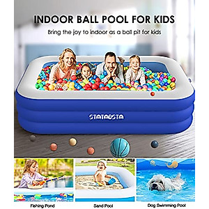 Inflatable Swimming Pool-for Kids & Adults, STATABSTA 120''x72''x22'' Above Ground Pool with Electric Air Pump Full-Sized Family Blow Up Kiddie Pool for Backyard, Garden Backyard Water Party