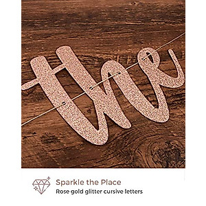 Rose Gold Bridal Shower Decorations - Bachelorette Banner - A Dazzling Sign for Your Engagement Party | Pop The Bubbly Shes Getting a Hubby | Glittering Bride to be Backdrop Decor Supplies Favors