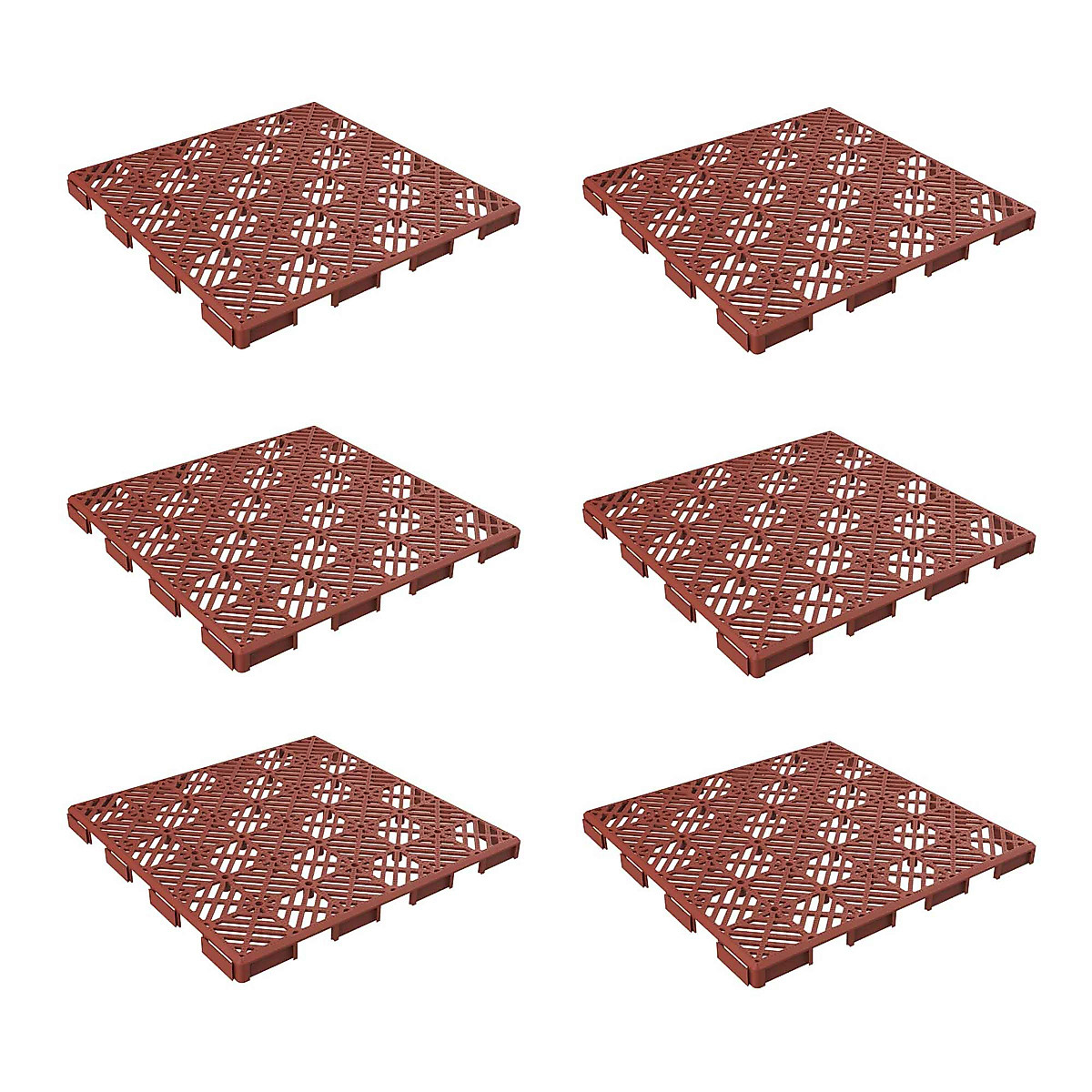 Deck Tiles - 6-Pack Pavers - Polypropylene Interlocking Patio Tiles - Outdoor Flooring for Patio, Porch, Garage, or Pool Deck by Pure Garden (Terracotta)