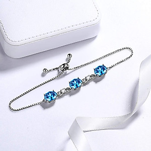 Aurora Tears March Birthstone Bracelet Women 925 Sterling Silver Link Bracelets Jewelry DB0112M