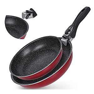 Midyb Kitchen Nonstick Frying Pan, Removable Handle Cookware Set, 10.2" and 11.6" Aluminum Non Stick Skillet for Home, Dishwasher & Oven Safe, PFOA Free