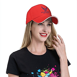 United States Air Force Veteran Emblem Unisex Adjustable hat Baseball Caps Dad Baseball Cap Hip Hop Hat Red