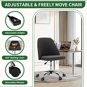Armless Desk Chair with Comfortable Fabric Cover,Modern Home Office Chairs with Swivel Wheels for Computer Task Chairs Cute Vanity Chairs Adjustable Height for Living Room,Bed Room,Conference Office