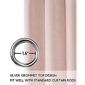 SMILETIME Pink 84in Room Darkening Velvet Curtains with Grommet, Thermal Insulated Super Soft Privacy Noise Reducing Velvet Drapes for Living Room, 2 Panels (Pink, 38Wx84L)