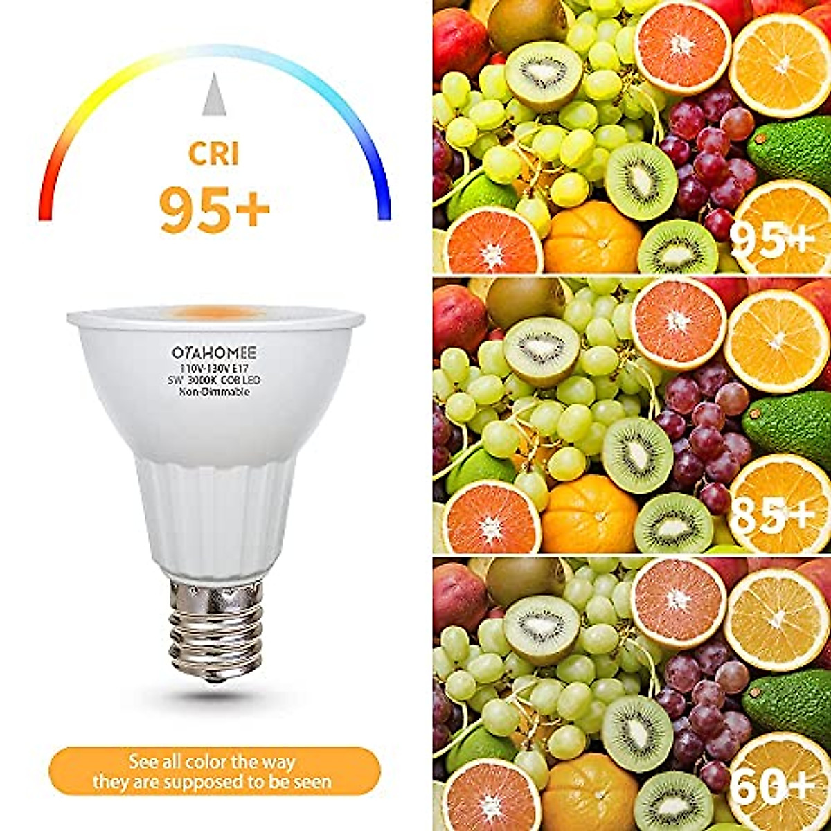 OTAHOMEE E17 LED Light Bulb,E17 Intermediate Base Type R14 Reflector LED Spotlight Bulb Used for Desk Lamp,Cabinet Lighting,Reading Lamp,5W(60W Equivalent) Warm White 3000K Non-Dimmable 1Pack