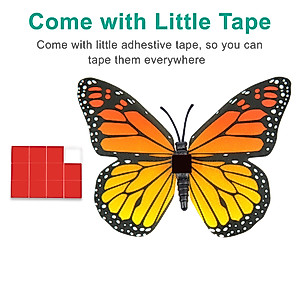 Yzurbu 24pcs Monarch Butterfly Decor, Orange Artificial Fake Butterflies Decorations for Fall Autumn Craft, Halloween, Thanksgiving, Christmas