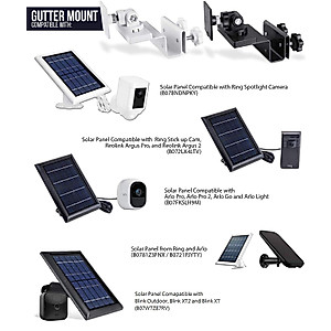 Wasserstein Gutter Mount Compatible with Ring, Arlo, Blink, Reolink Cams & Compatible Solar Panels (2 Pack, Black)