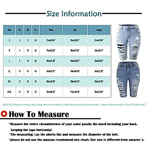 Womens Denim Ripped Bermuda Shorts High Waisted Distressed Knee Length Stretch Short Jeans Leggings with Pockets
