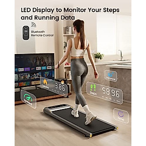 UREVO Under Desk Treadmill, Walking Pad Treadmill with Large Running Area, 2.25HP Treadmills for Home, Desk Treadmill for Office Under Desk with 265lbs Weight Capacity (Gray)