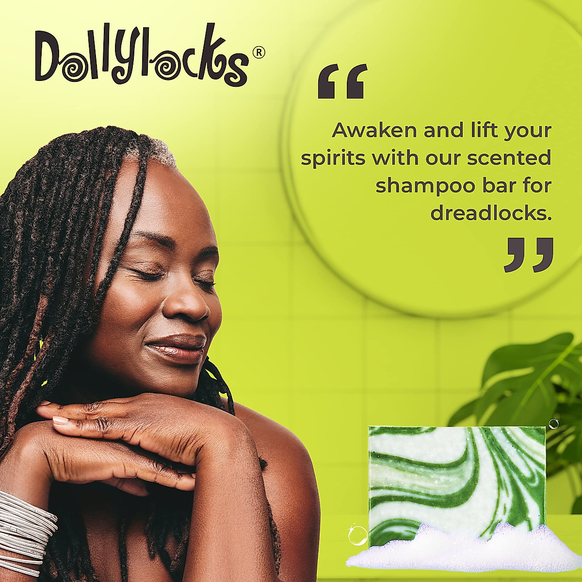 Dollylocks Organic Shampoo Bar for Dreadlocks, Vegan Shampoo with Coconut Oil, Essential Oils, Sea Salt, Plant-Based Shampoo Bars for Hair, Residue Free and Cruelty Free - (4.5oz) Tea Tree Spearmint