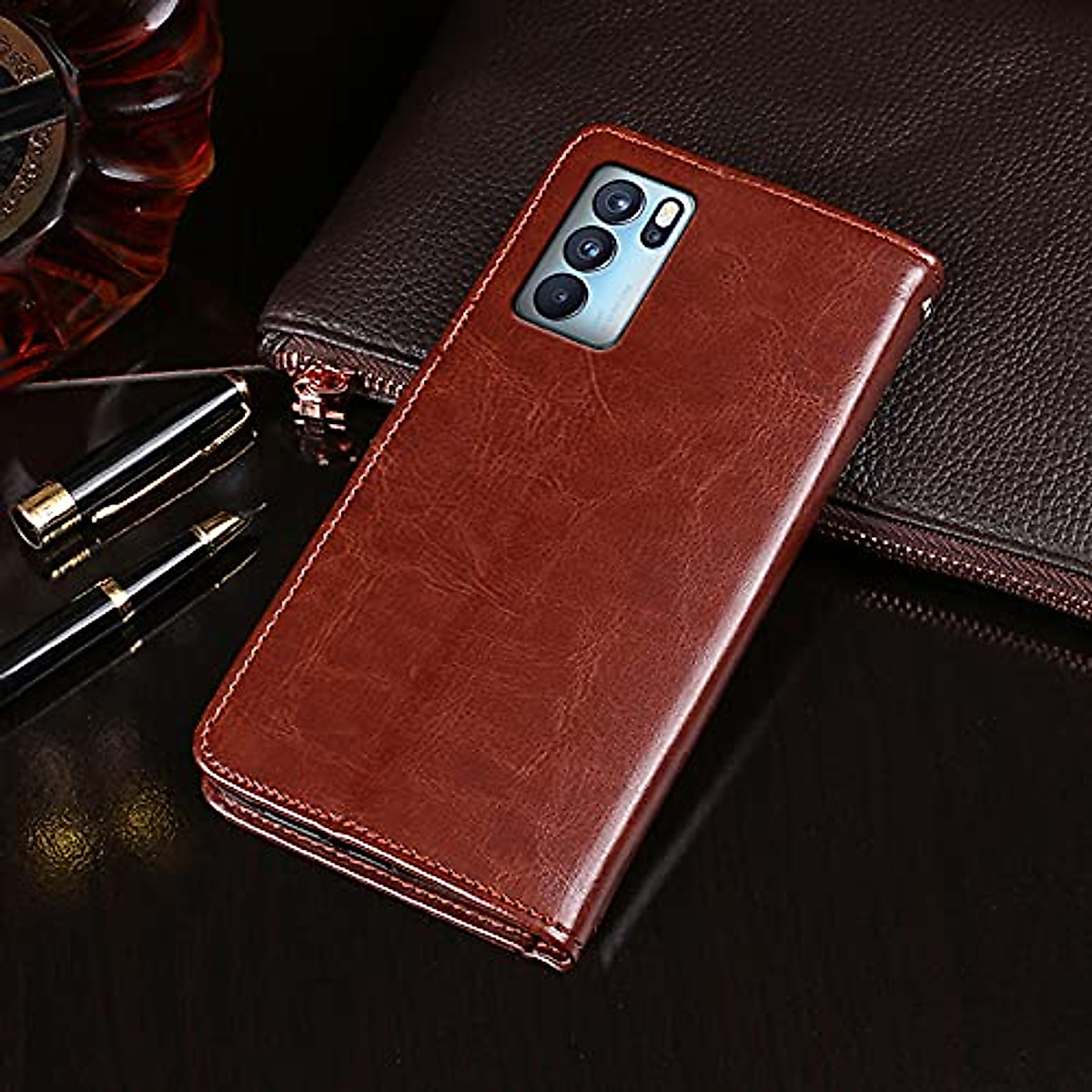 TienJueShi Blue Book Stand Retro Flip Leather Protector Phone TPU Silicone Case for Oppo Reno 6 Pro 5G 6.55 inch Gel Cover Etui Wallet