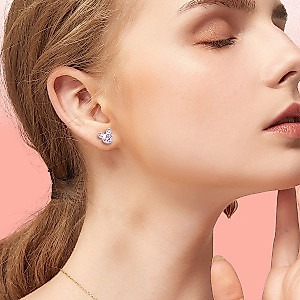 Dazlily Mouse Shape Stud Earrings 925 Sterling Silver Stud Earrings for Women Jewelry (Mouse Pink)