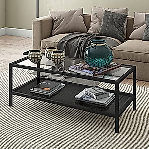 Henn&Hart 45" Wide Rectangular Coffee Table in Blackened Bronze, Modern coffee tables for living room, studio apartment essentials