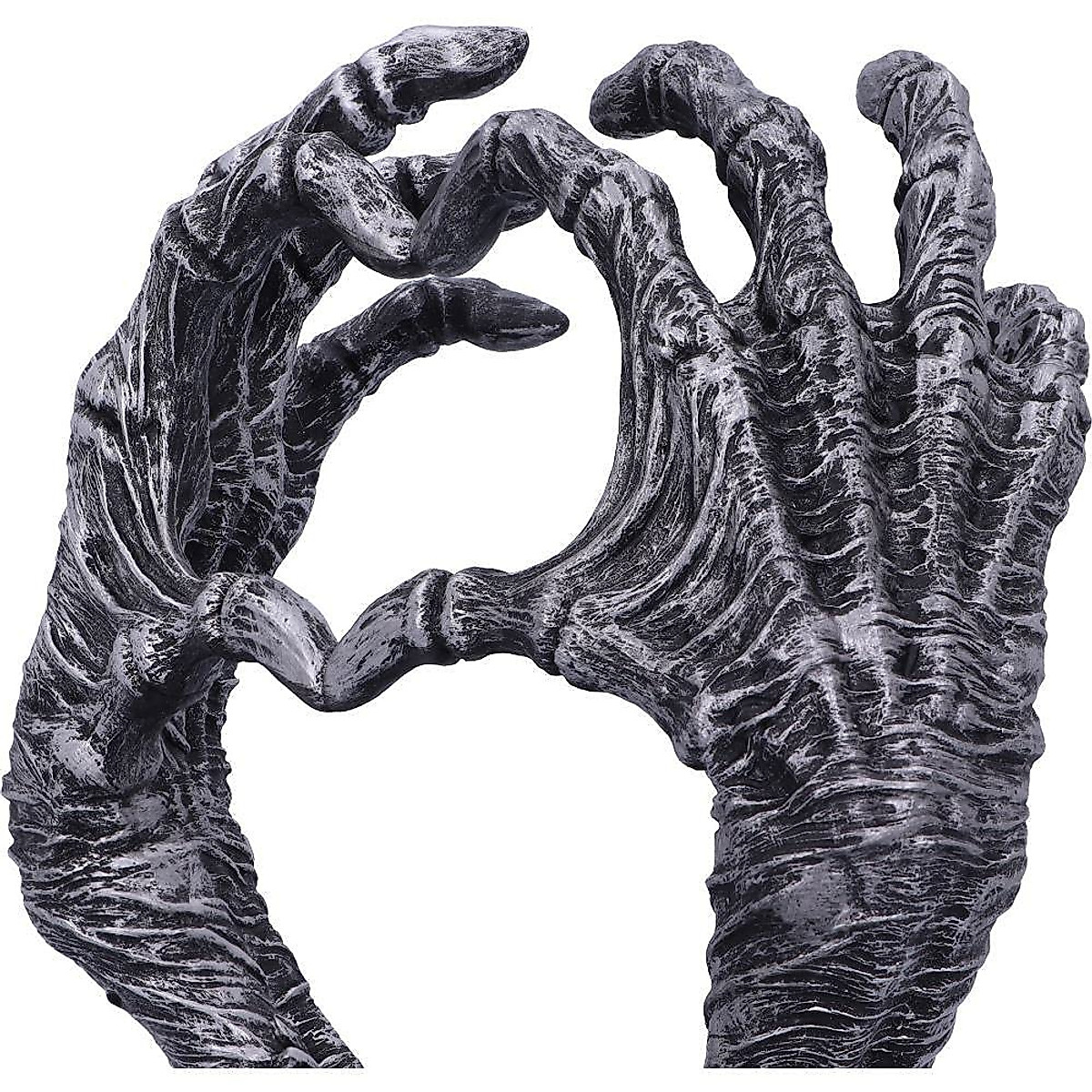 Nemesis Now Gothic Mummified Love Heart Hands Jewellery Dish Holder, Silver, 22cm