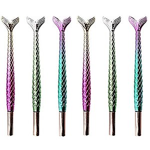 LuFOX 6Pcs Mermaid Tail Gel Pens for Child, Women, Coworkers, Hostess and Girlfriend, Great Party Supplies and School Supplies, Black Ink (0.5mm)