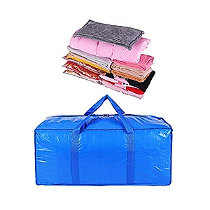 Heavy Duty Extra Large Storage Bags, Moving Bags, College Dorm Essentials, Extra Large Storage Bags for Moving Supplies, Christmas Decorations Storage, Double Zipper Design (Blue 6 pack)
