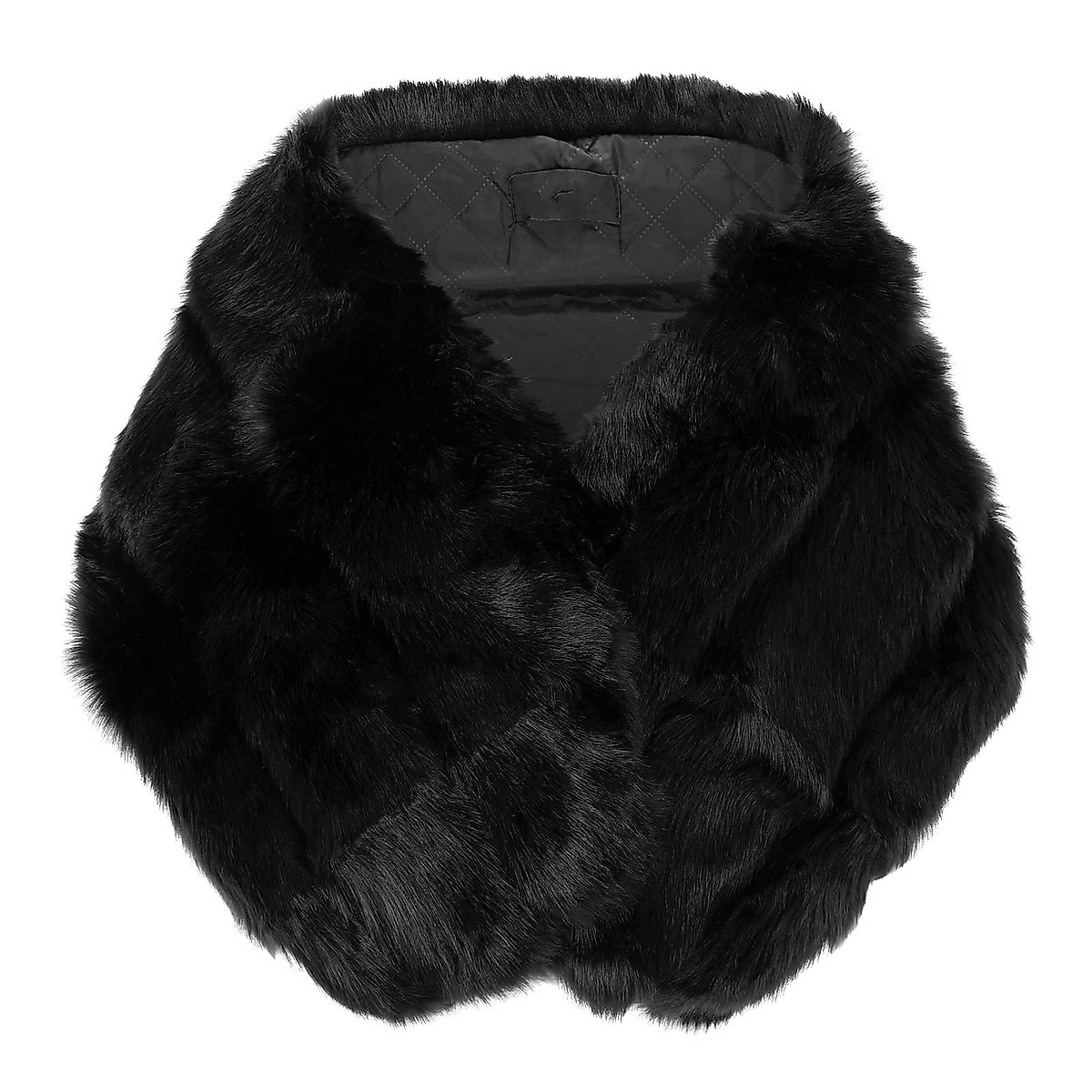 Winter Warm Scarves Fashion Women Elegant Bridal Wedding Faux Plush Long Shawl Stole Wrap Scarf Keep (Black, One Size)