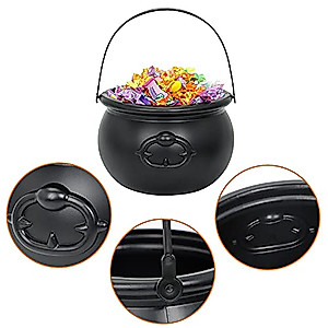 JOYIN Large Halloween Black Cauldron 7.5'', Halloween Candy Cauldron, Candy Kettle, Pot and Bucket, Black Witch Cauldron Candy Holder, Halloween St. Patricks Party Favor Decoration