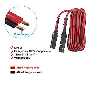 SAE to SAE Extension Cable 16AWG - 25FT SAE Cable Battery Charger Extension Cord Heavy Duty 16AWG Quick Disconnect SAE 2Pin Connector with SAE Polarity Reverse Adapter for Solar Panel Trickle Charger
