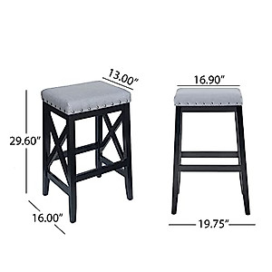 Great Deal Furniture Blair Contemporary Farmhouse Upholstered Fabric Barstools (Set of 2)