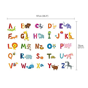 DECOWALL DA-1503 Animal Alphabet ABC and Owl Numbers Tree Kids Wall Stickers Wall Decals Peel and Stick Removable Wall Stickers for Kids Nursery Bedroom Living Room décor
